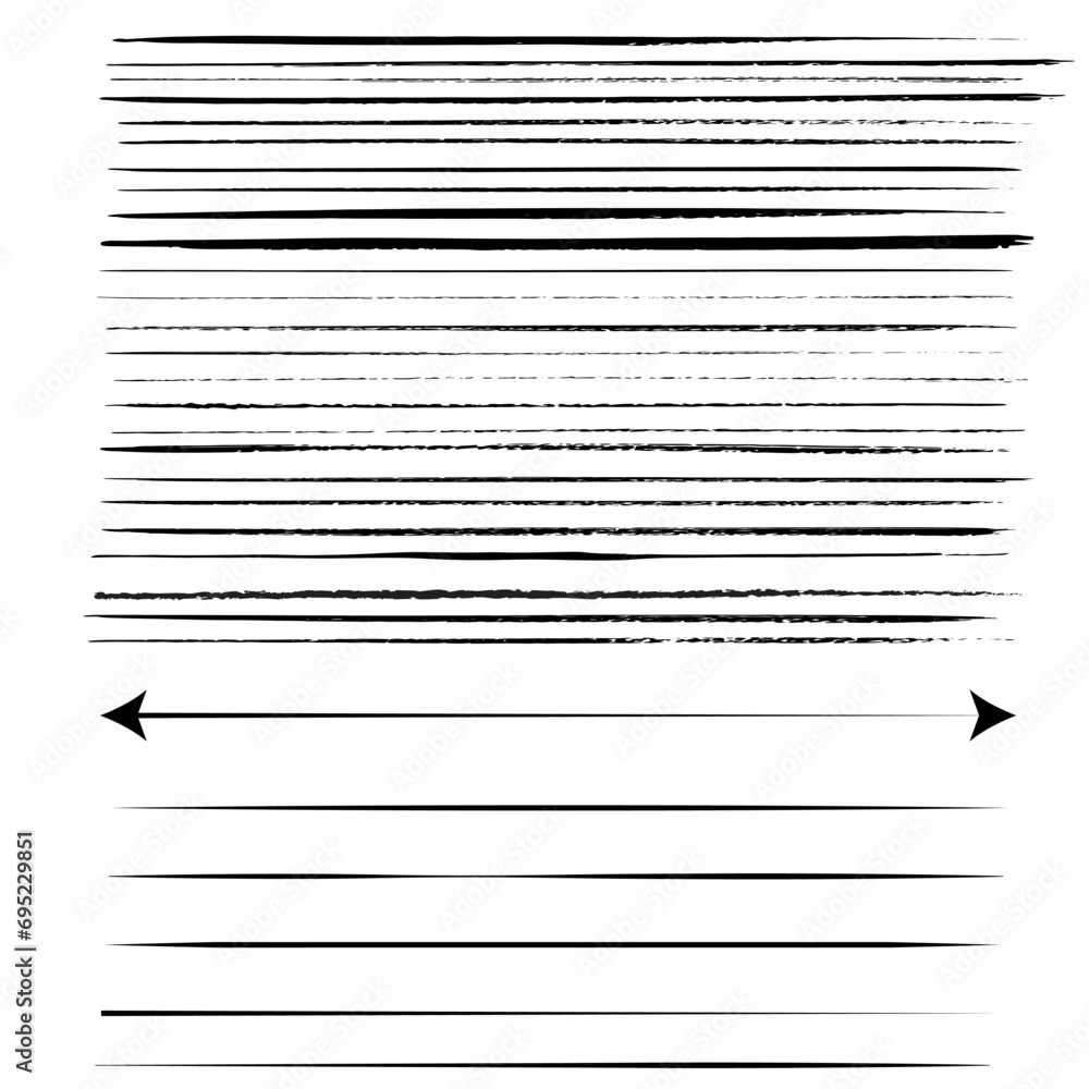 Set of wavy horizontal lines. Marker hand-drawn line border set and ...