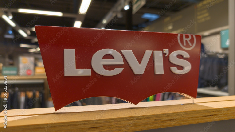 Levi's us clothing store brand text and shop logo sign chain Levis ...