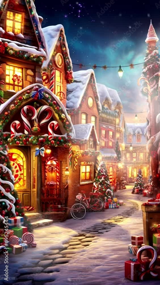 streets in the city covered in snow, loop video background animation ...