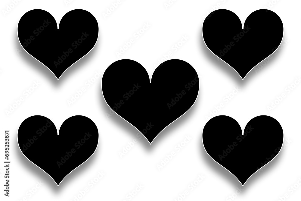 5 Blank heart photo frames template in a simple creative layout. Used ...