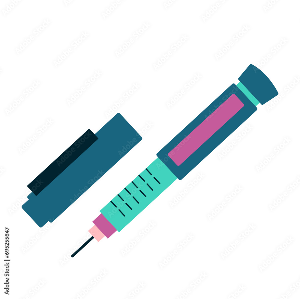 Insulin Pen Injection Illustration. Diabetes disease cartoon style ...