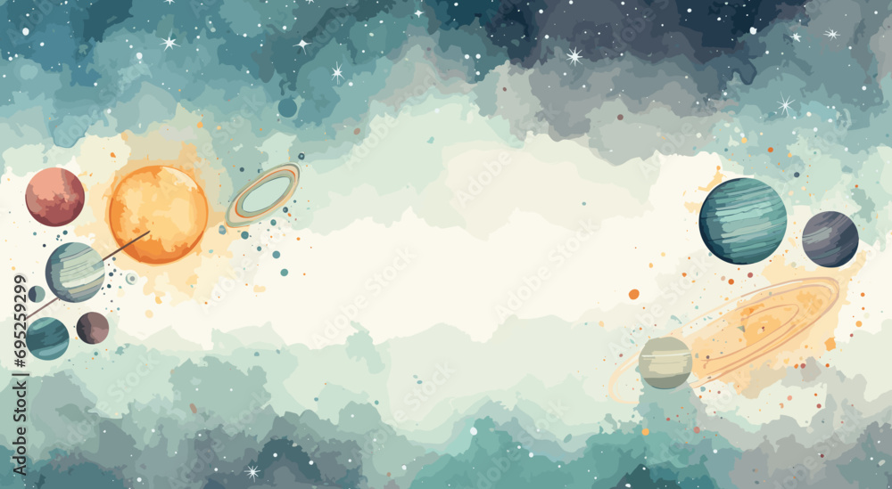 vector representation of a celestial alignment featuring planets, stars ...