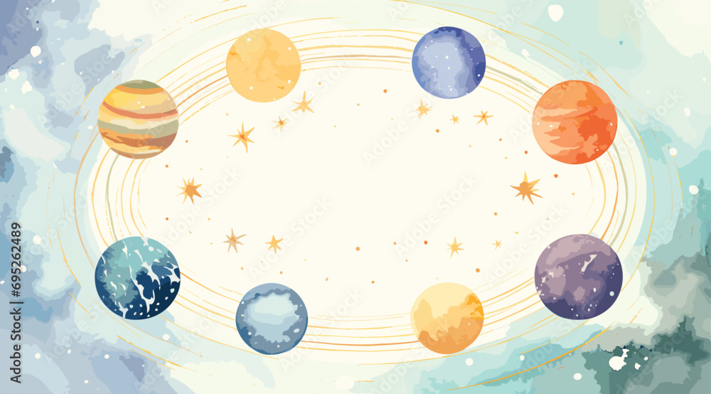 vector representation of a celestial alignment featuring planets, stars ...