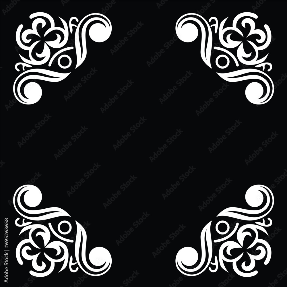 abstract floral frame black backgrund for image album design card border design Stock Vector ...