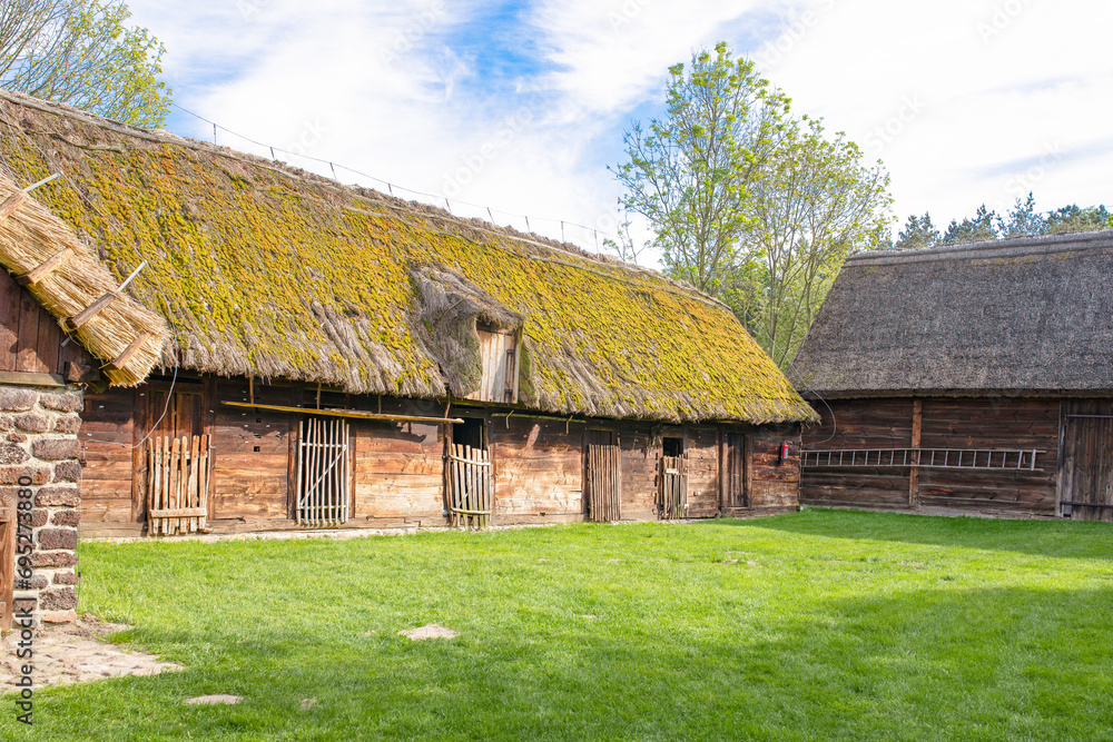 Traditional old polish countryside wooden buildings, architecture ...
