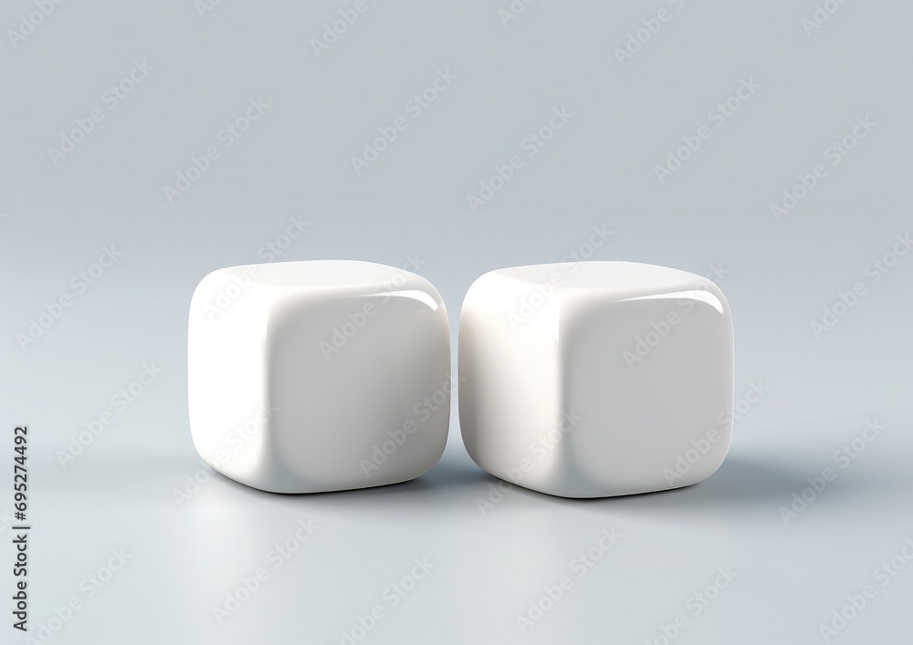 blank and empty white dice mockup with rounded corners, closeup, Stock ...