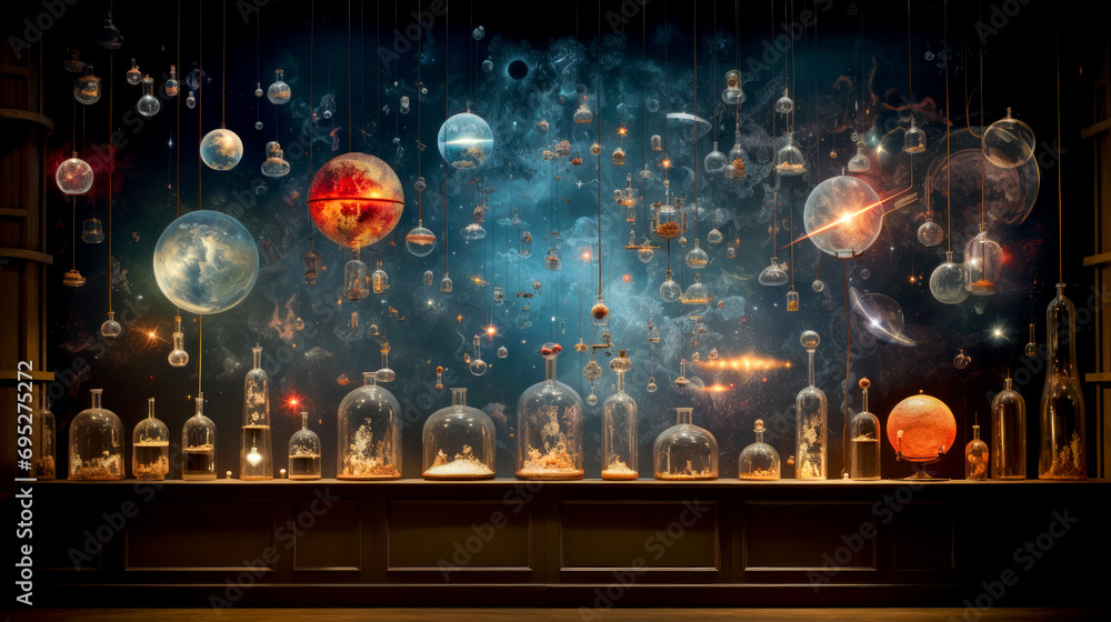 Space view. Science lab. School projects. Experiment. Chemistry. Piets ...