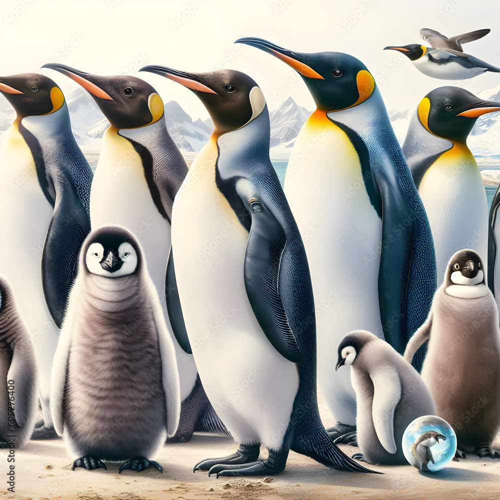 An illustrative spotlight on different penguin species, raising ...
