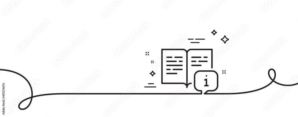Instruction line icon. Continuous one line with curl. User manual sign ...