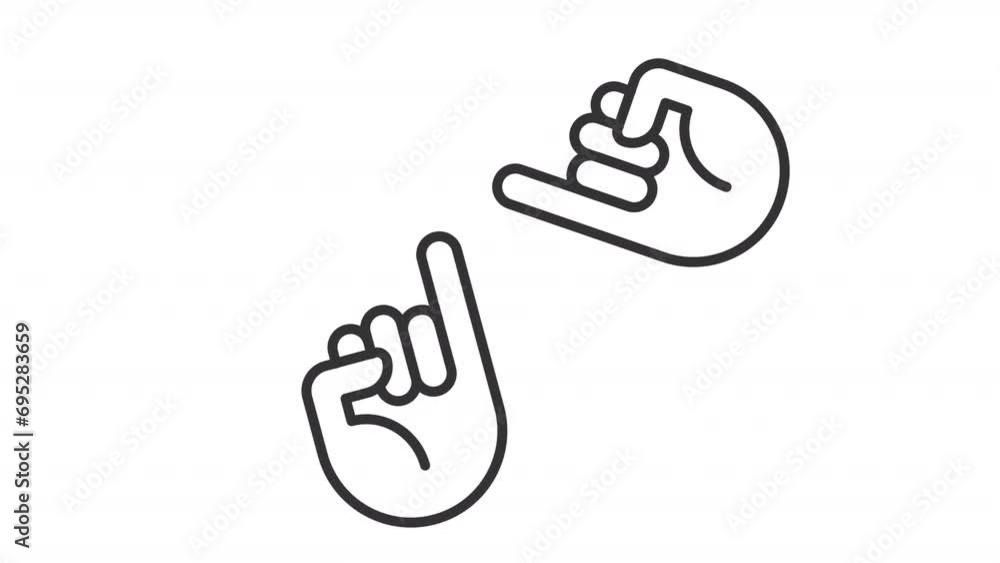 2D black simple thin line animation of pinky swear icon, HD video with ...