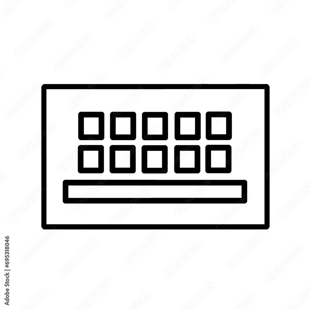 black line stroke keyboard icon isolated on white transparent ...