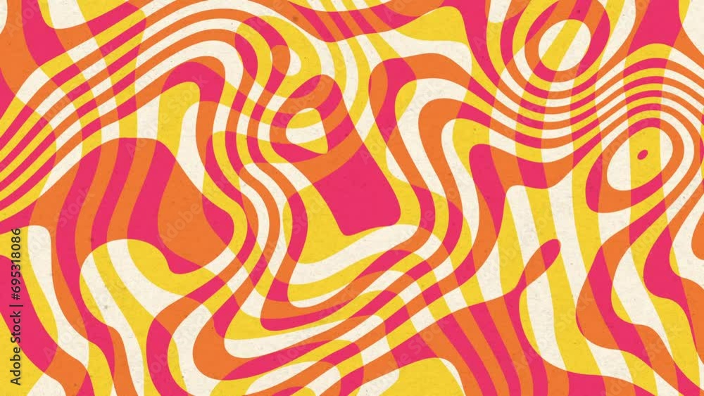 Retro 70s stylized background with colorful waves, grainy texture ...