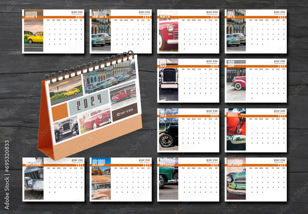 Desk Flip 2024 Calendar Template with Springs Layout Stock Template ...