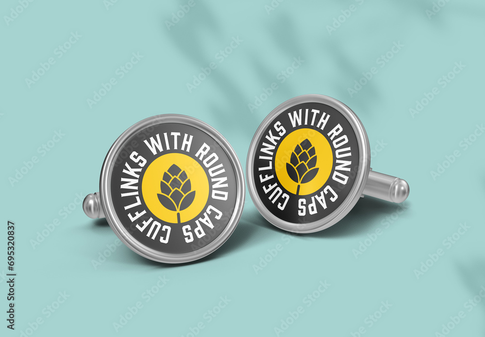Two Cufflinks with Round Caps Mockup Stock Template | Adobe Stock
