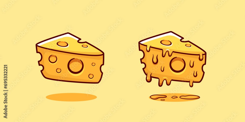 Slice cheese cartoon vector illustration food object icon blue ...