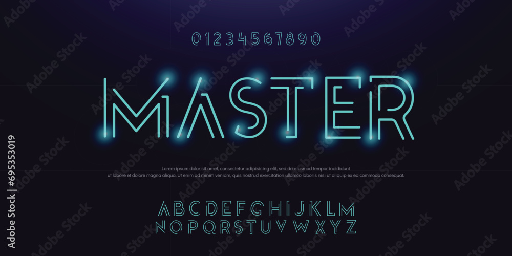 MASTER Double line monogram alphabet and tech fonts. Lines font regular ...