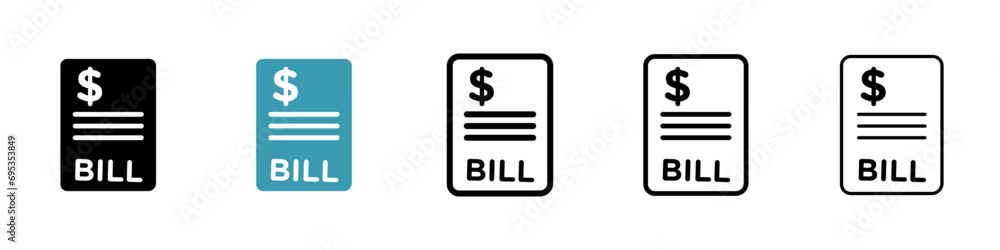 Office phone bill receipt vector icon set. Office phone bill receipt ...