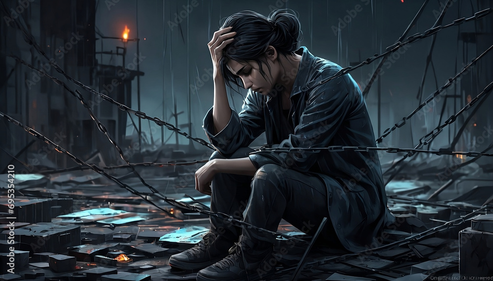 Scars of Silence: A portrait of an injured woman experiencing trauma ...