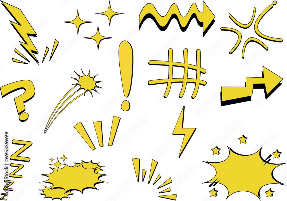 Yellow Comic Effect Shape great set collection clip art Silhouette ...