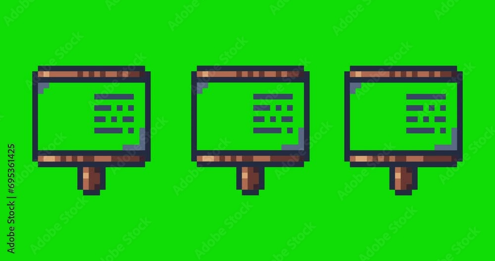 Green screen of Graphic board , graphic icon bits pixel slowly appeared ...