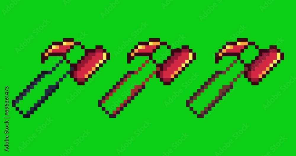 Green screen of hammer, Hammer icon bits pixel slowly appeared and ...