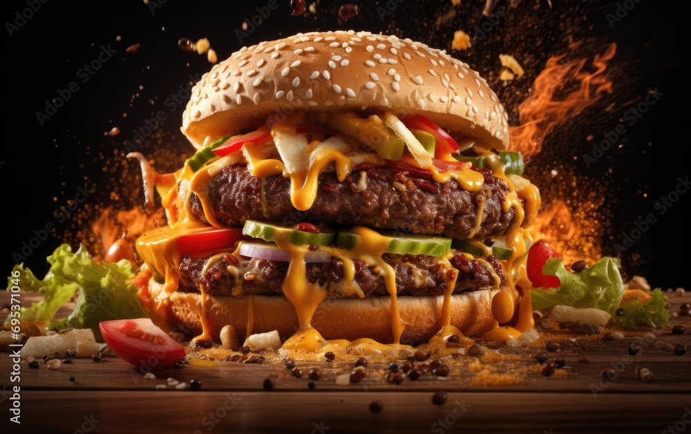 An exploding bar-b-q, smash, exploding, taste, favor, coal, fire ...