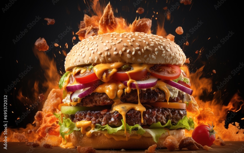 An exploding bar-b-q, smash, exploding, taste, favor, coal, fire ...