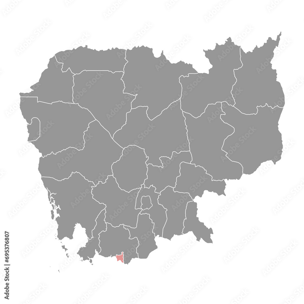 Kep province map, administrative division of Cambodia. Vector ...