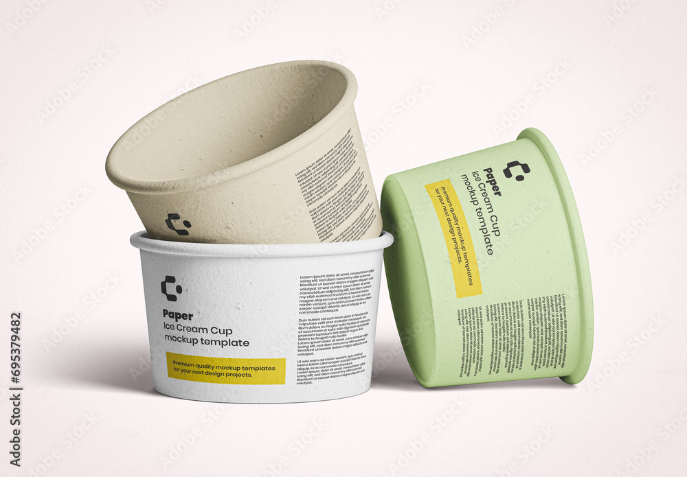 Paper Ice Cream Cup Mockup Stock Template | Adobe Stock