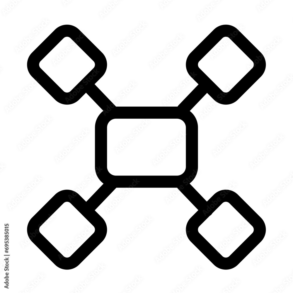 mind map line icon, mind map chart outline vector sign, linear style ...