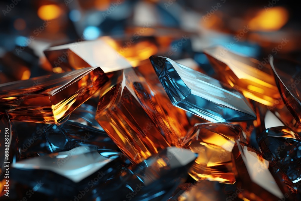 a close up view of a bunch of different colored diamond like objects on ...