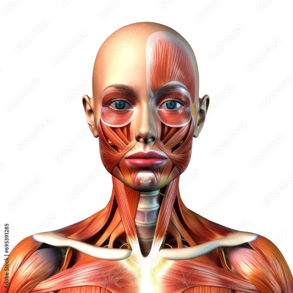 An anatomical illustration of the muscles of the face and neck - AI ...