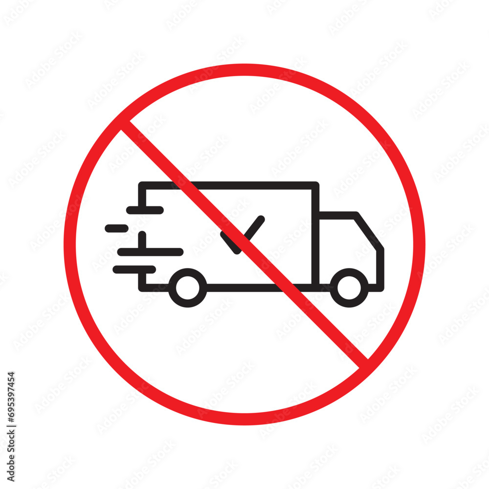 No truck icon. Forbidden lorry icon. No heavy truck vector sign ...
