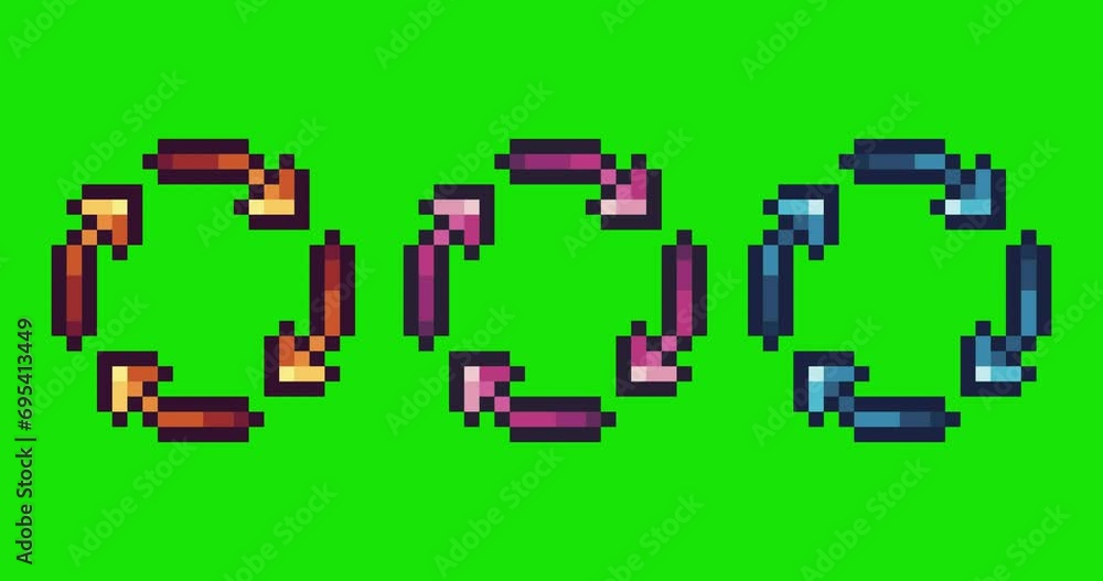 Green screen of recycle, recycle icon bits pixel slowly appeared and ...