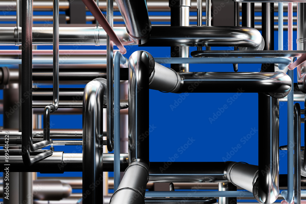 Textura pipes. Intertwining steel pipes Background. Labyrinth of pipes ...