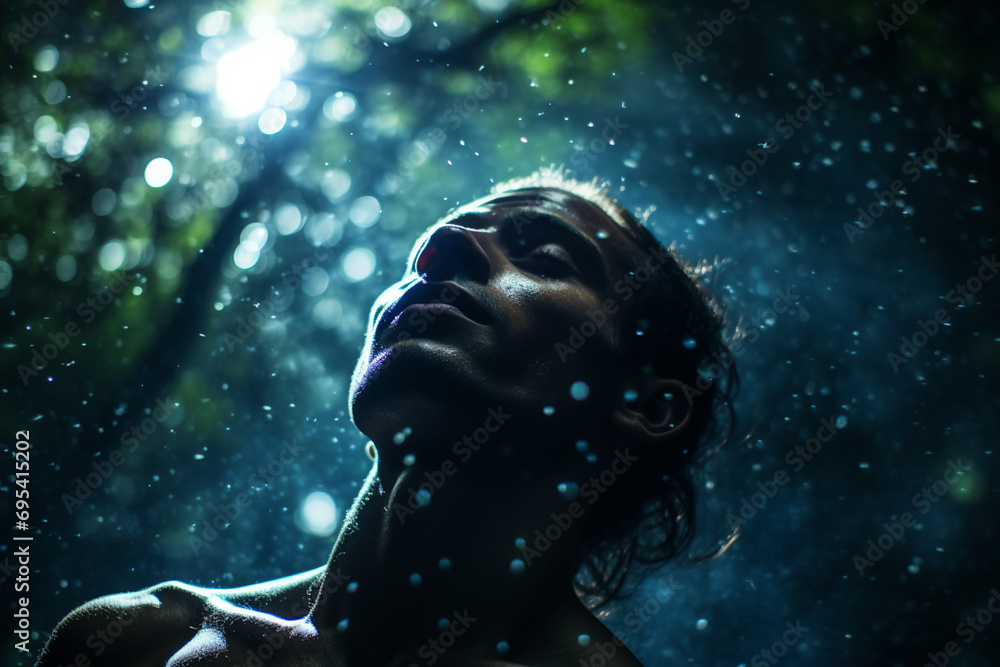 Simplified human form with a starry night sky contained within. Stock ...