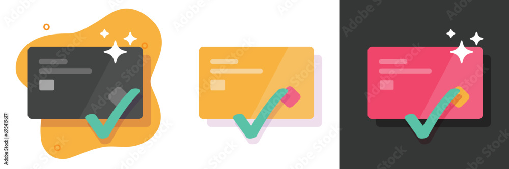 Credit bank card payment success passed icon vector graphic set ...