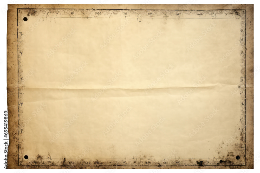 old sheet of paper Vintage picture frames and corners, On a transparent ...