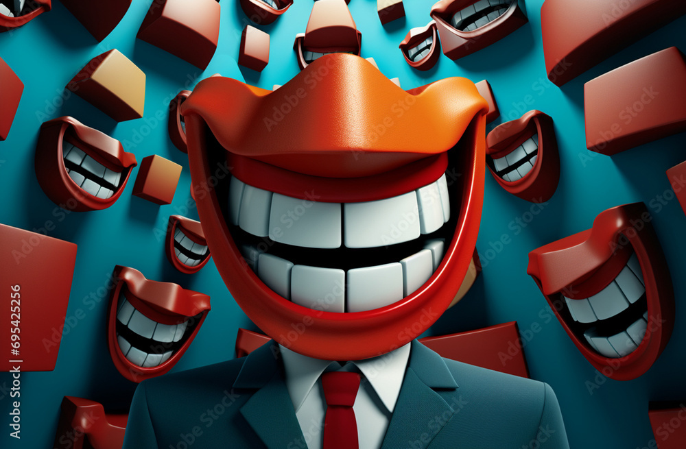 Unveil the deceptive smile of a cunning scammer, portrayed in a three ...