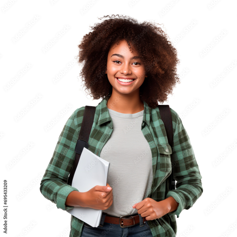 American black female student smiling. Portrait. isolated on ...
