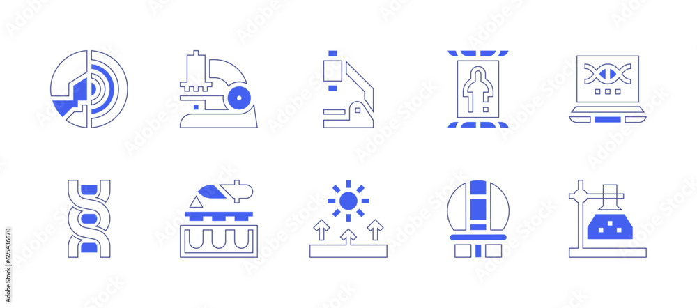 Science icon set. Duotone style line stroke and bold. Vector ...