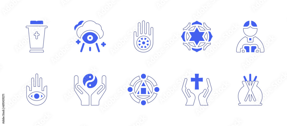 Spirituality icon set. Duotone style line stroke and bold. Vector ...