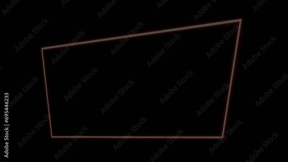 Neon light rectangle border frame animation motion graphics on black ...