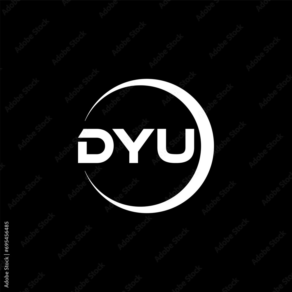 DYU letter logo design with black background in illustrator, cube logo ...