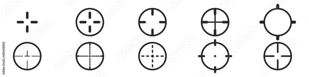 Crosshair icon vector set. A set of black sights. Simple crosshairs ...