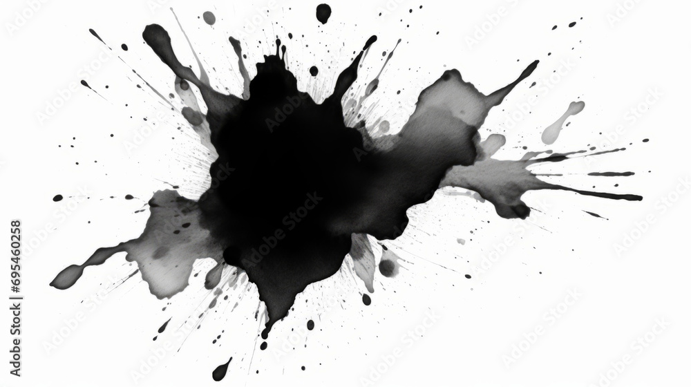 Black ink splash isolated on white background. Ink Splatter. Splash and ...