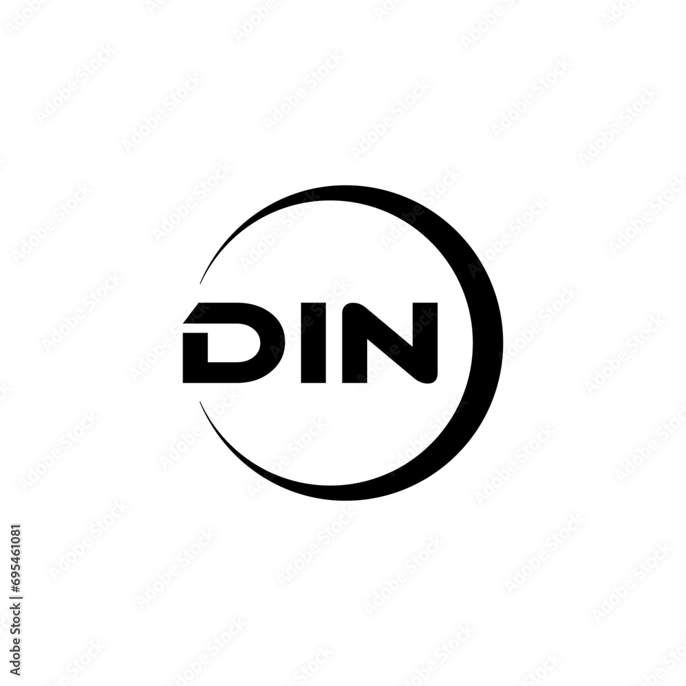 DIN letter logo design with white background in illustrator, cube logo ...