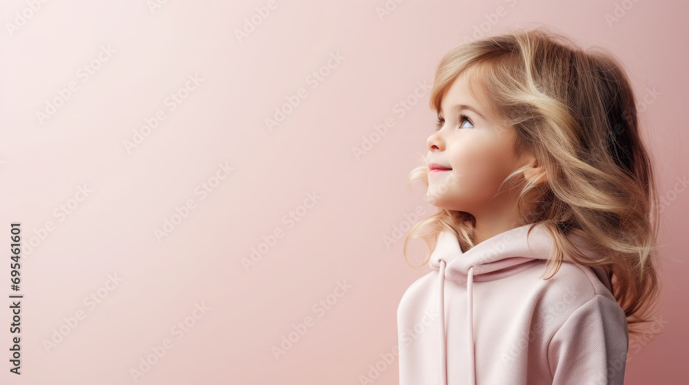 portrait of a beautiful cute little girl in profile, studio, pastel ...