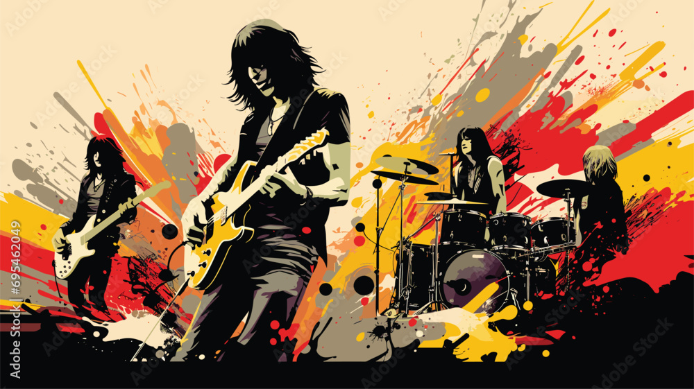 vector poster for a rock music festival, showcasing stylized ...