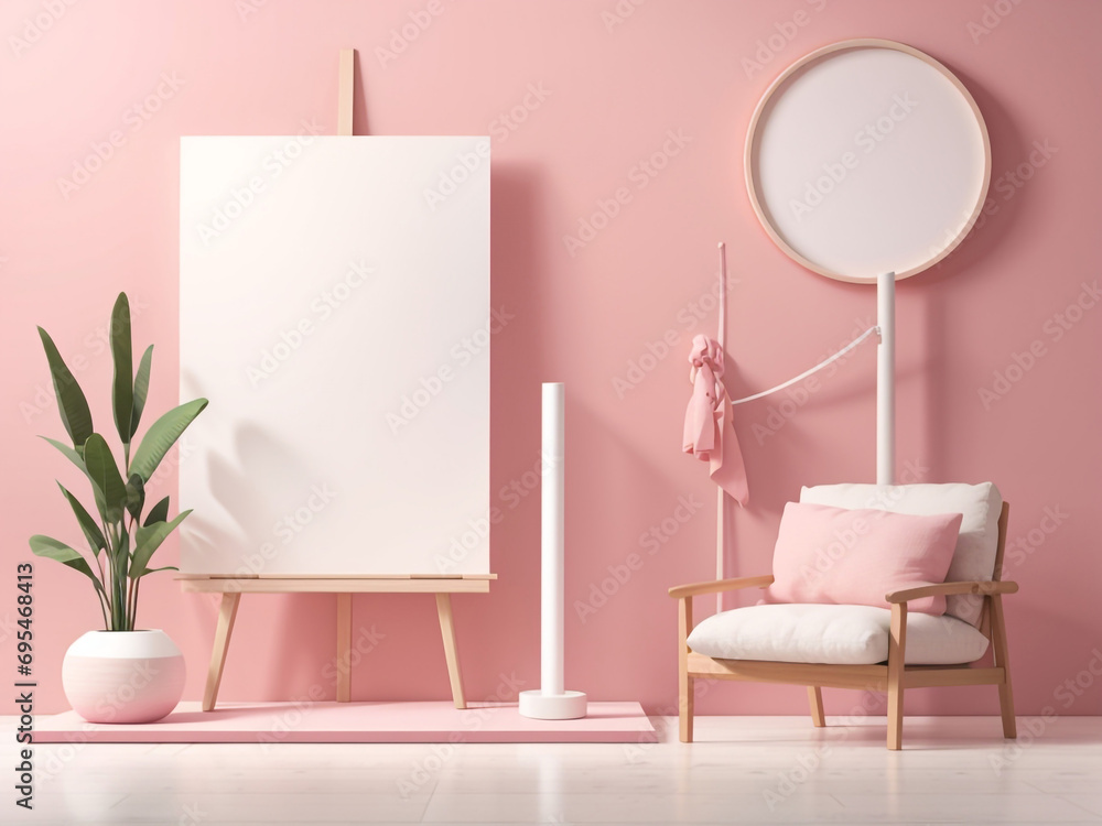 vertical wooden frame in home interior background. stock photo Picture ...